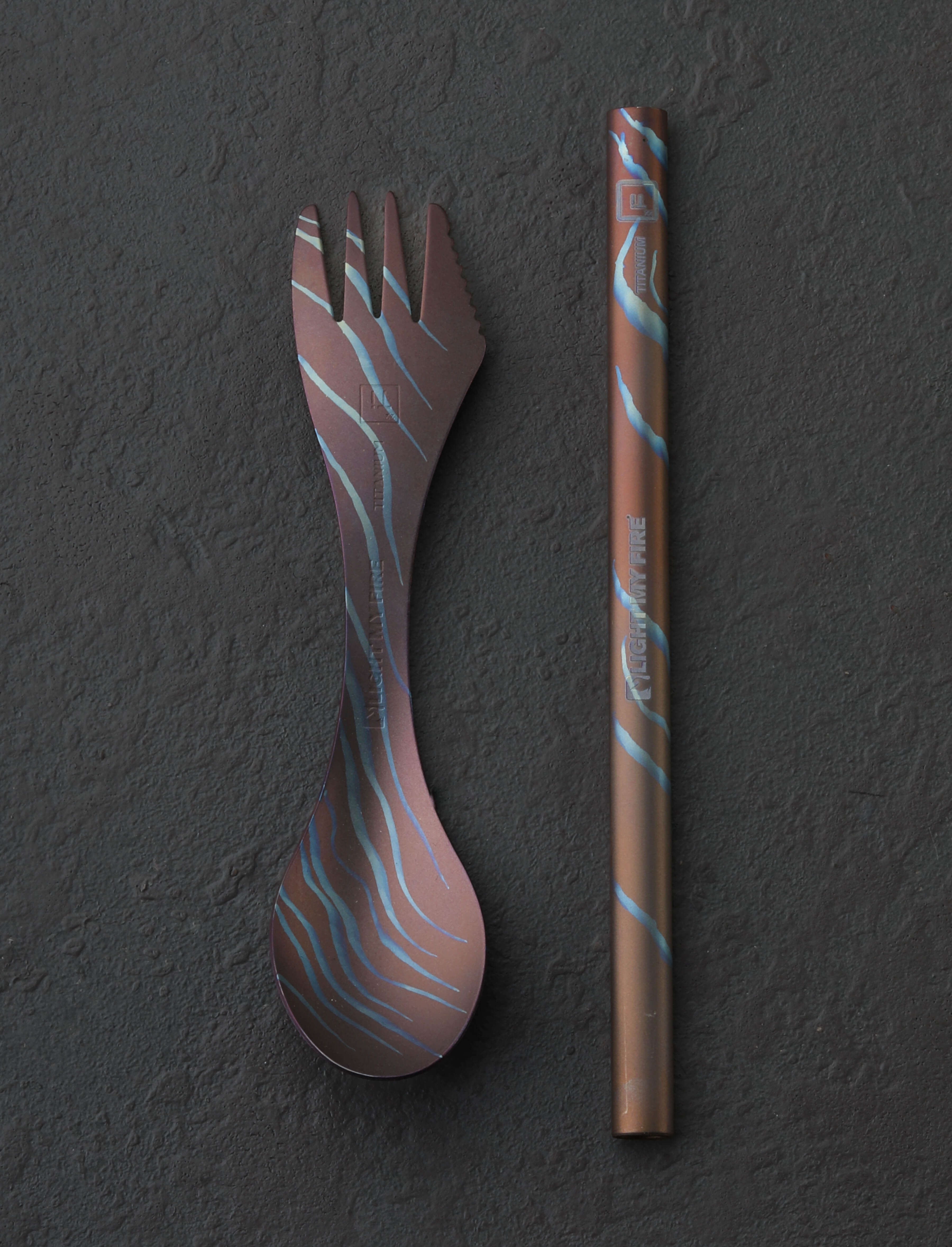 Deluxe Titanium Spork & Straw Set | Eatingtools.com