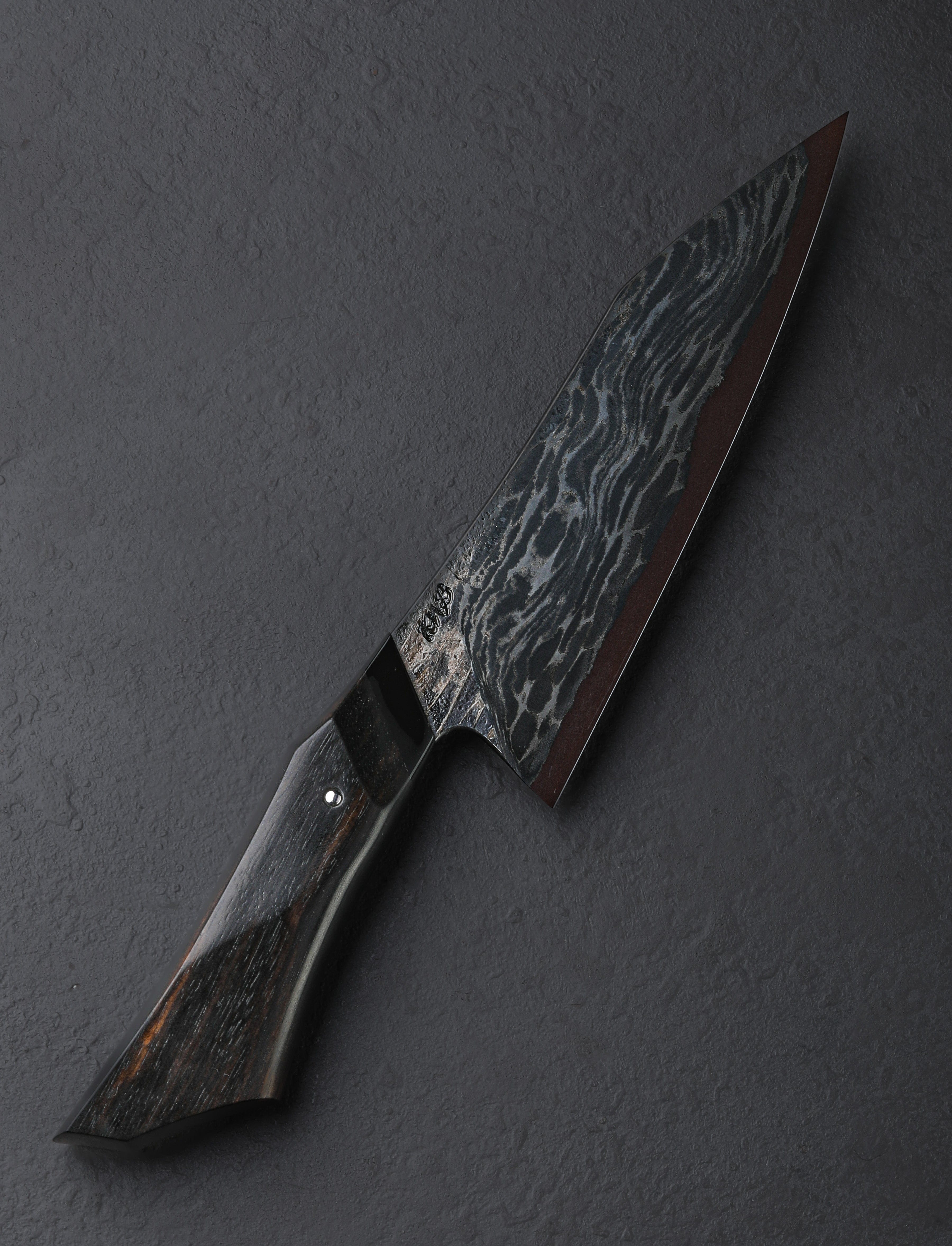 Black Bubble Damascus Chef 194mm | Eatingtools
