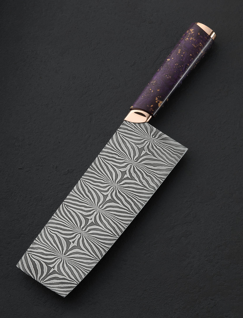 Purple Iris Damascus Nakiri 195mm – Eatingtools