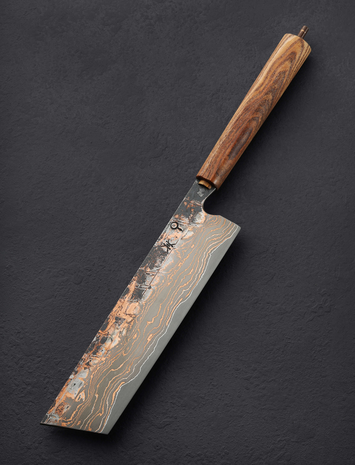 Copper Damascus Nakiri 215mm | Eatingtools.com