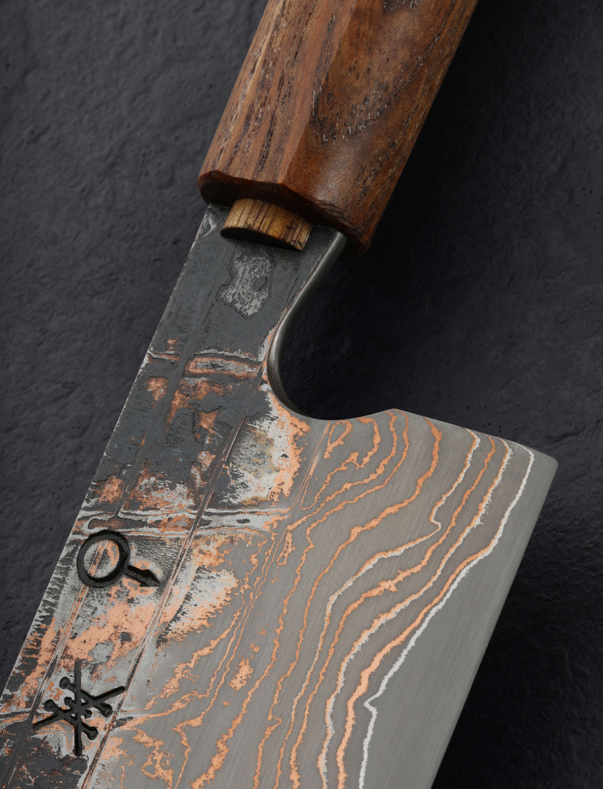 Copper Damascus Nakiri 215mm | Eatingtools.com