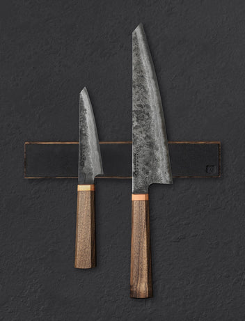 Leather & Oak Magnetic Knife Rack | Eatingtools