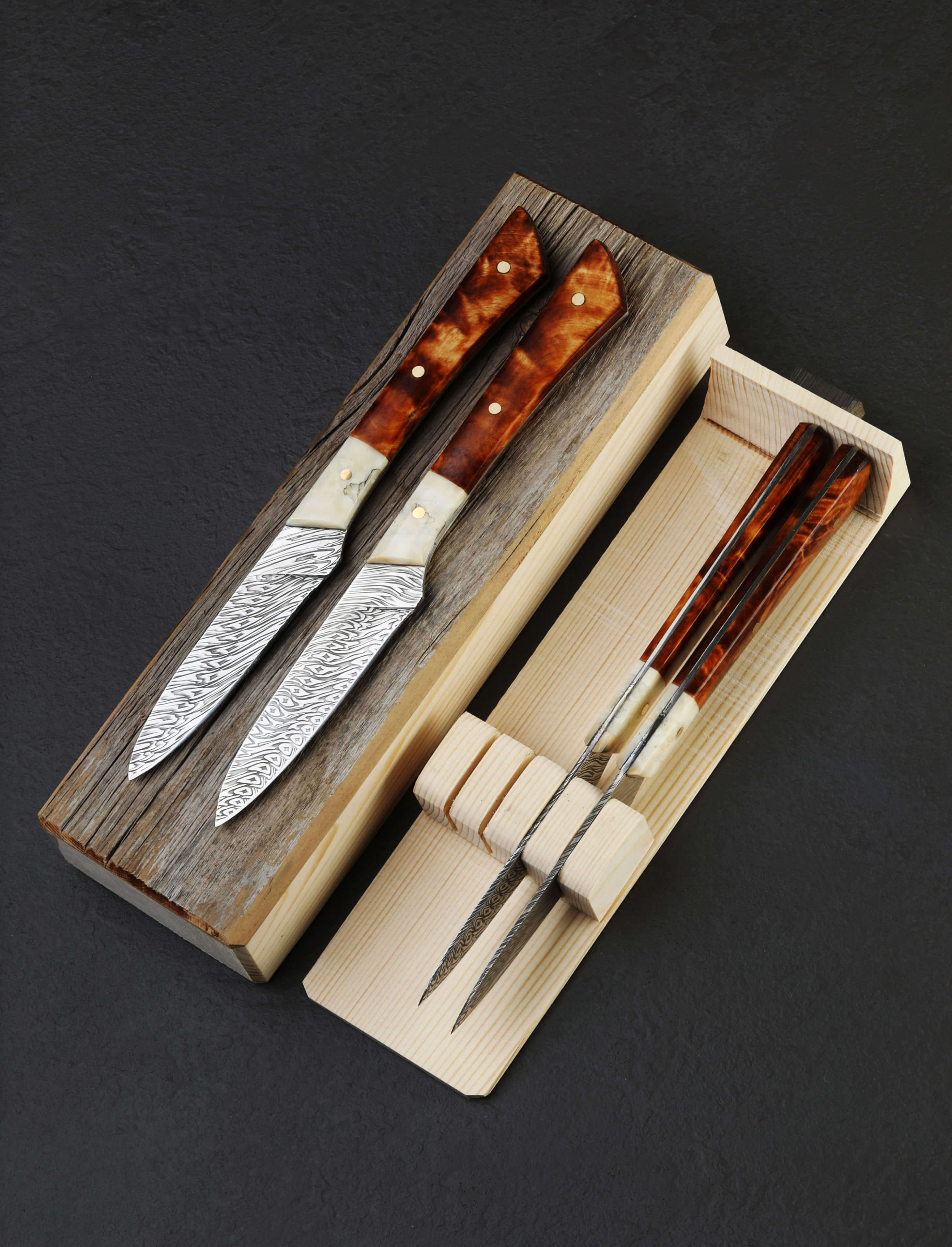 Reindeer Damascus Table Knife Set | Eatingtools.com