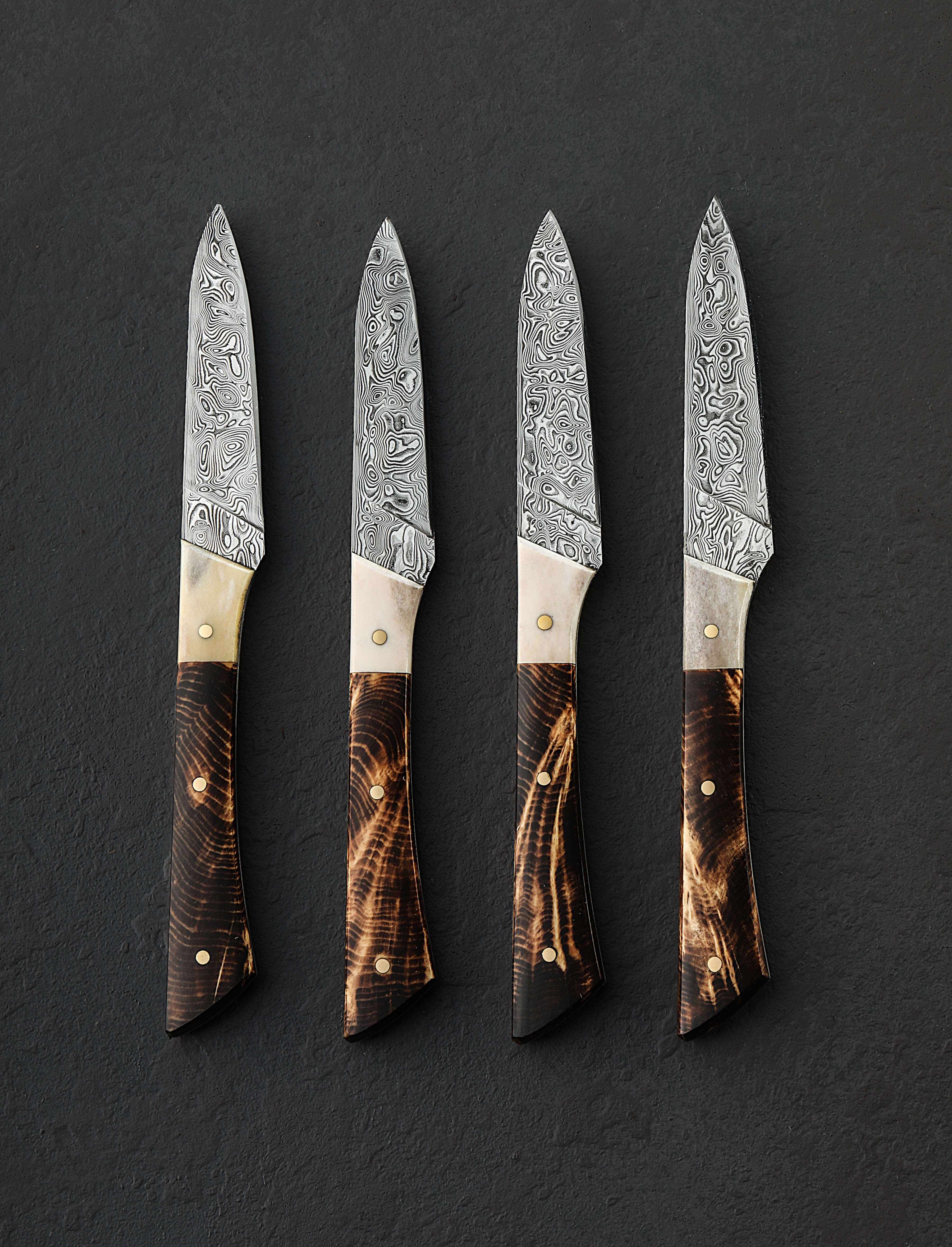 Reindeer Damascus Table Knife Set | Eatingtools.com